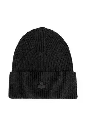 MARANT Mayers Logo-patch Ribbed-knit Beanie Hat - Grey
