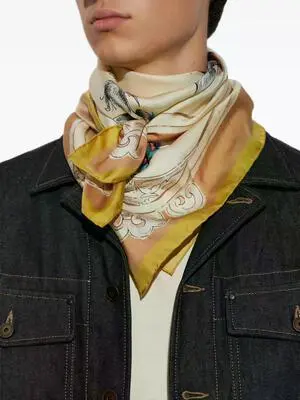 Moschino Mushroom-print Silk Scarf - Neutrals
