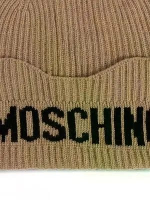 Moschino Logo-intarsia Ribbed-knit Beanie Hat