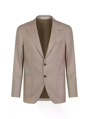 Tagliatore Single-breasted Logo-pin Jacket - Neutrals