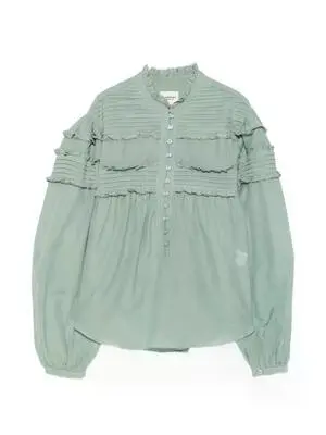 MARANT ETOILE Doane Ruffled Pleated Blouse - Green