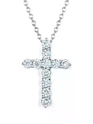 Kwiat 18k White Gold Diamond Cross Pendant Necklace - Silver