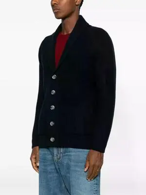 Fedeli Ribbed-knit Shawl-collar Cardigan