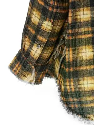 R13 Check-pattern Frayed-seam Shirt