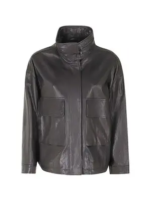 Emporio Armani Leather Blouson Jacket - Brown