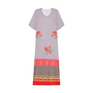 DHARA SHETH, DUBAI The Floral Archive Rose Print Cotton Kaftan Maxi Dress & Multicolor - Purple
