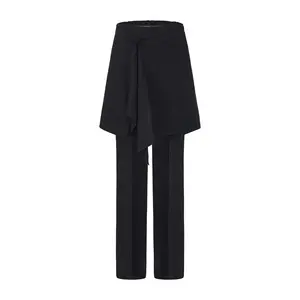FRONT ROW SHOP Layered Skirt Trousers - Black