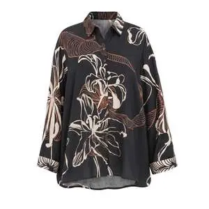 Adrift Clothing Jane Collared Shirt In Floral Terrain