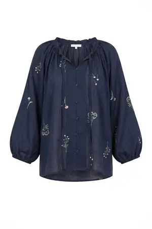 Adrift Clothing Nova Neck Tie Blouse In Seraphine