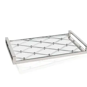 MARLETH Glass Lattice Tray - Silver