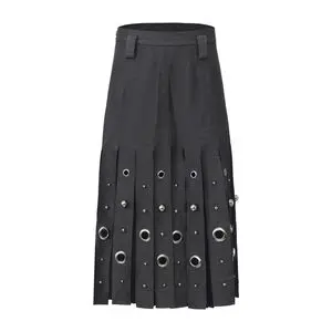 FRONT ROW SHOP Studded Layered Pleat Skirt Melange