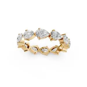 AYA FINE JEWELRY 3.60 Ct Pear Cut Lab Diamond Full Eternity Wedding Band In Solid 10k Gold - Yellow