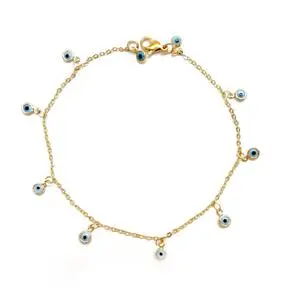 Persia Donà Jewelry Dangling Evil Eye Anklet - Gold