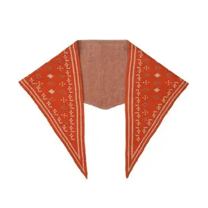 Saachi Foulard Knit Triangle Scarf - Orange