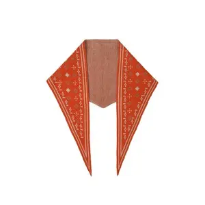 Saachi Foulard Knit Triangle Scarf - Orange