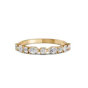 AYA FINE JEWELRY Laurel Pear & Round Lab Grown Diamond Half Eternity Band Ring In 10k Gold - Yellow