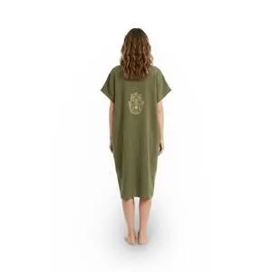 CASA DUNIYA Olive Cotton Hamsa Embroidery Soleil Swimsuit Cover-up - Green