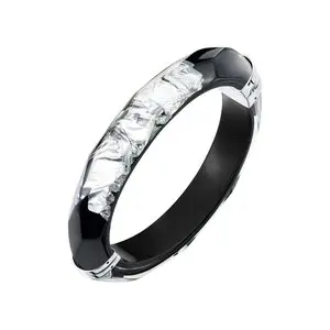GOLD & HONEY Black / White Silver Leaf Thin Lucite Bangle