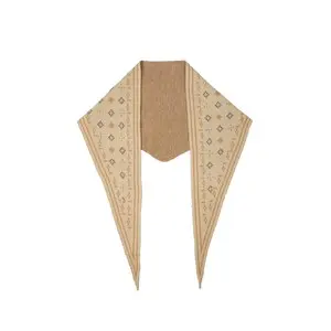 Saachi Foulard Knit Triangle Cream Scarf - White