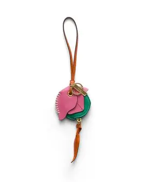 Prada Leather Key Ring Pendant With Coin Purse - Begonia/mango