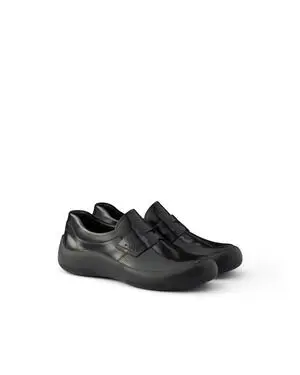 Prada Brushed Leather Loafers - Black