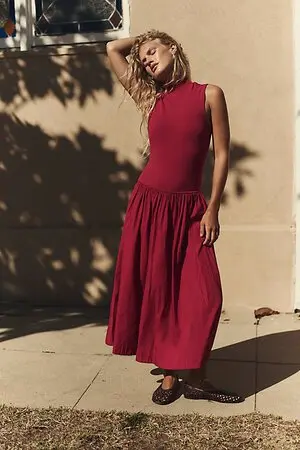 Free People Pepita Midi Dress At - Wild Garnets