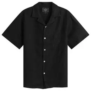 Portuguese Flannel Linen Camp Vacation Shirt - Black