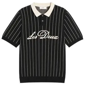 LES DEUX Pinstripe Knitted Polo