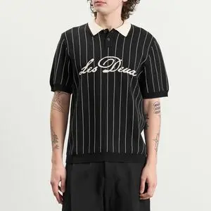 LES DEUX Pinstripe Knitted Polo
