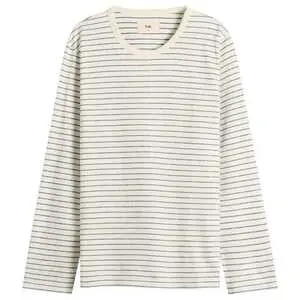 Folk Long Sleeve Textured Stripe T-shirt - Ecru/soft Blue