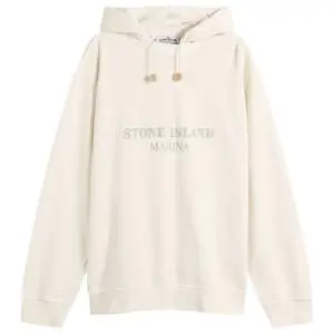 Stone Island Marina Garment Dyed Logo Hoodie - Ivory