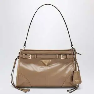 Prada Small Bonnie Top-handle Bag In Cameo Calf Leather - Brown