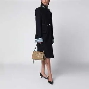 Prada Small Bonnie Top-handle Bag In Cameo Calf Leather