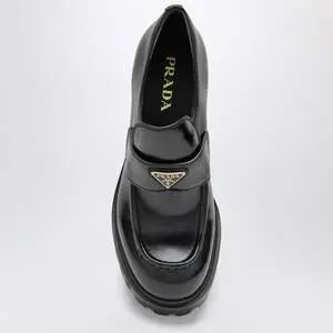 Prada Brushed Leather Heeled Loafers