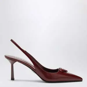 Prada Brushed Leather Slingback Pumps In Purple - Red