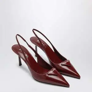 Prada Brushed Leather Slingback Pumps In Purple