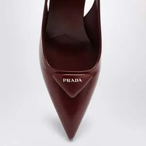 Prada Brushed Leather Slingback Pumps In Purple