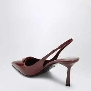 Prada Brushed Leather Slingback Pumps In Purple