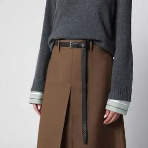 Prada Slim Leather Belt In Coffee