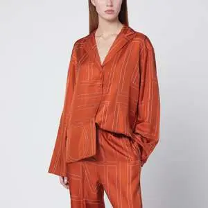 TOTEME TOTEME Monogram Silk Shirt Brown