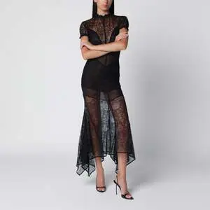 Attico Lace High Neck Midi Dress