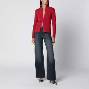 COURREGES High-neck Zip-up Merino Wool Cardigan