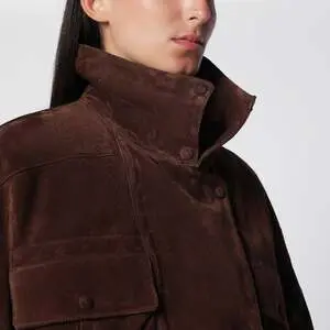 Saint Laurent Vintage Suede Leather Jacket In Ebony