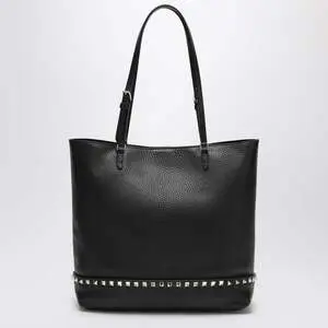 Valentino Garavani Medium Rockstud Shopper Bag In Leather - Black