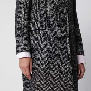 Tagliatore Single-breasted Herringbone Coat In Wool Blend