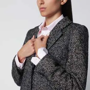 Tagliatore Single-breasted Herringbone Coat In Wool Blend