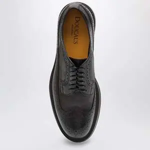 DOUCAL'S Dark Leather Derby Shoes With Brogue Detailing