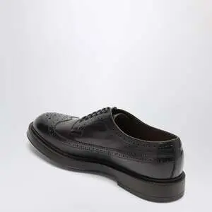 DOUCAL'S Dark Leather Derby Shoes With Brogue Detailing