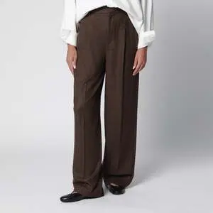 Loro Piana Brown Check-pattern Trousers In Wool And Cashmere - Multicolor