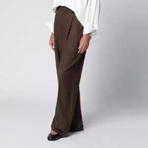 Loro Piana Brown Check-pattern Trousers In Wool And Cashmere
